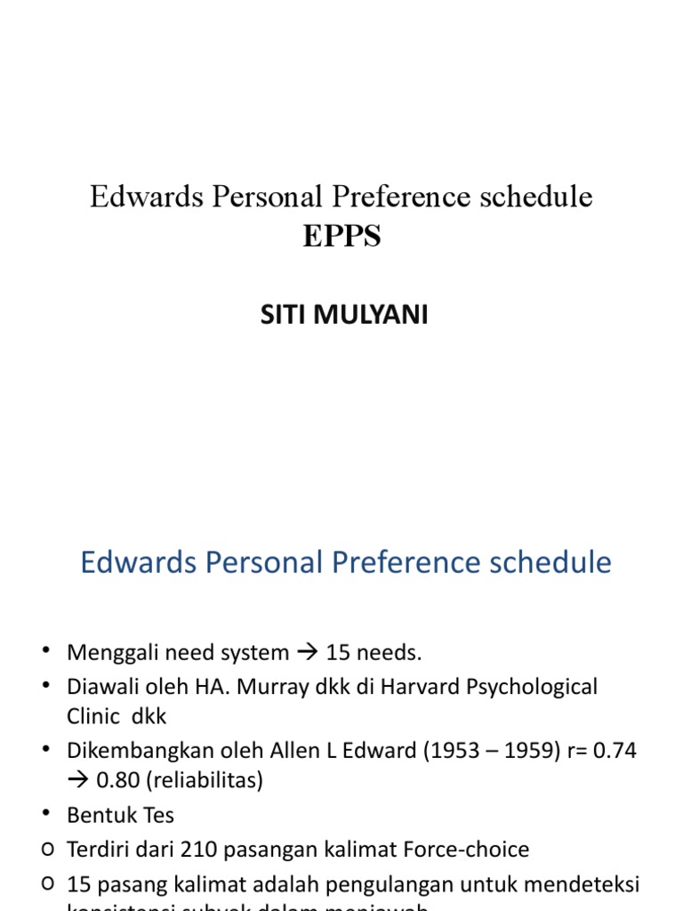 Edwards Personal Preference Schedule | PDF