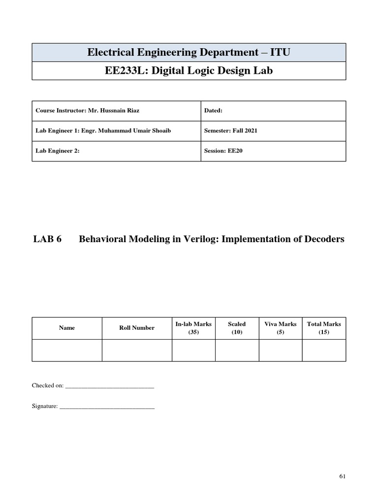DLD Manual EE | PDF | Experiment | Logic Gate