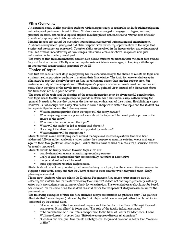 Sample Film Extended Essay | PDF | Essays | Knowledge