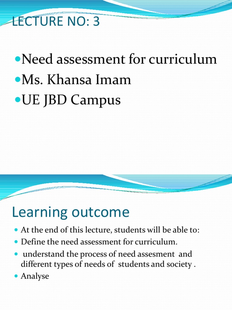 Need Assessment For Curriculum | PDF | Needs Assessment | Cognition