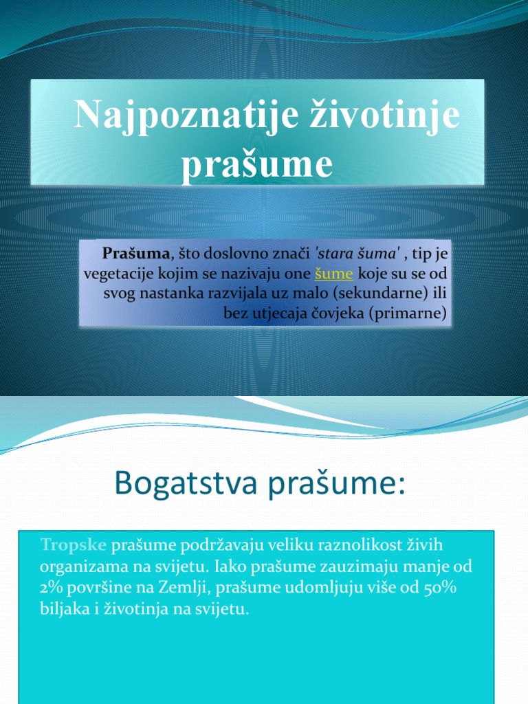 Najpoznatije Zivotinje Prasume | PDF