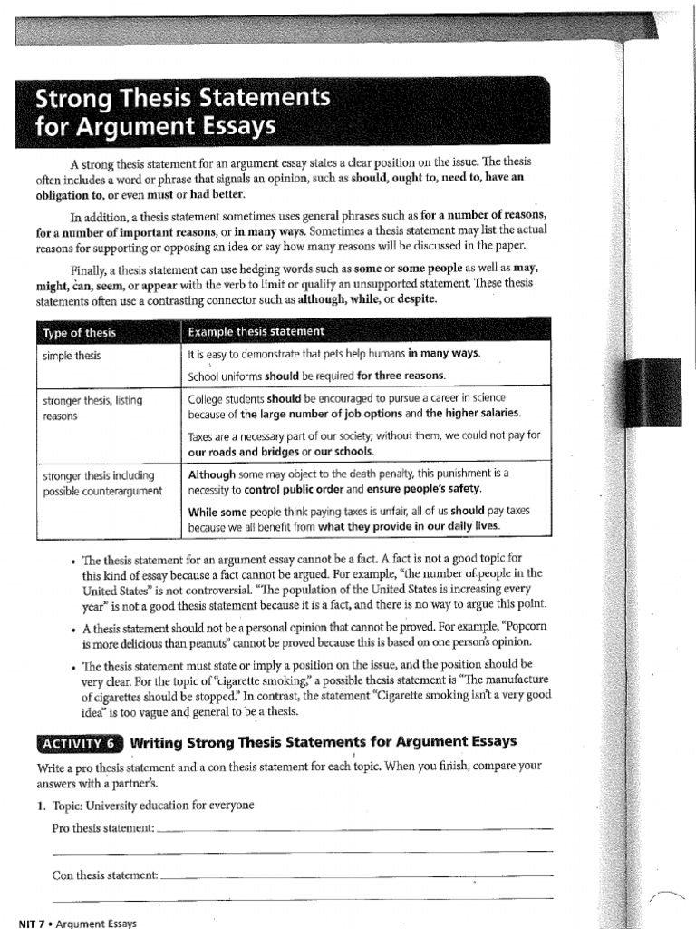 Thesis Statements | PDF