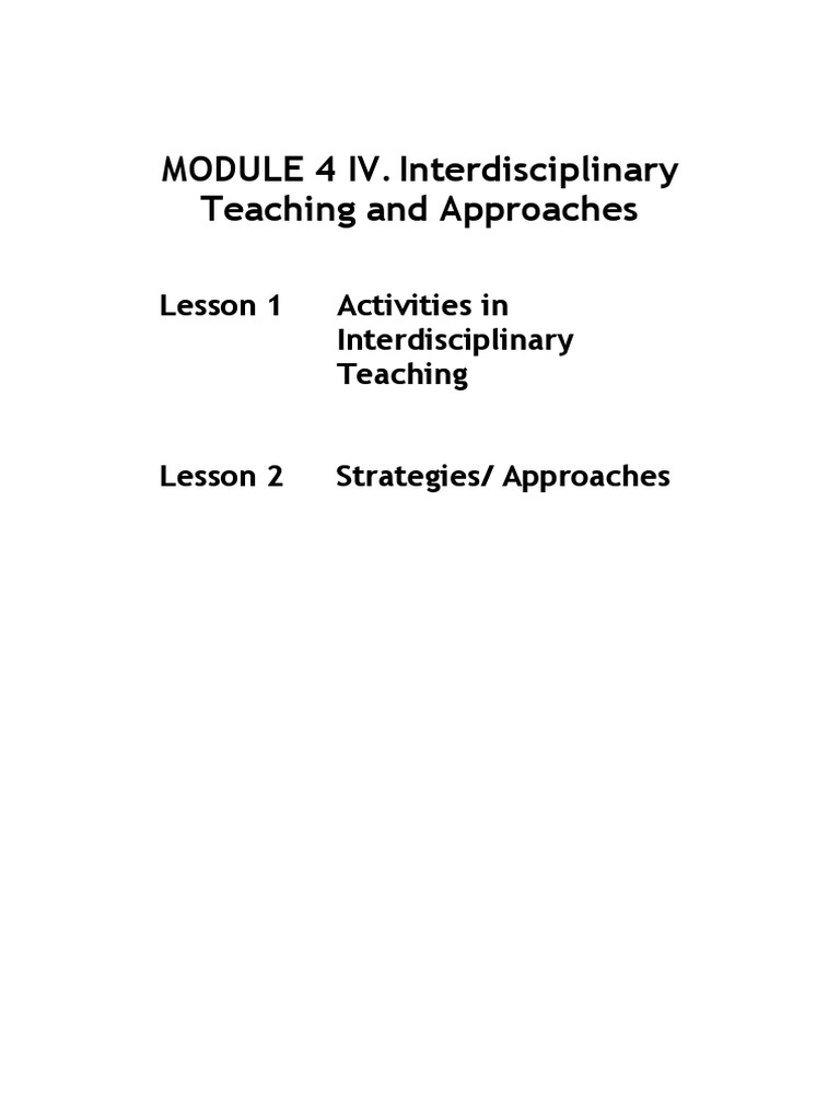A Guide to Activities and Approaches for Effective Interdisciplinary ...