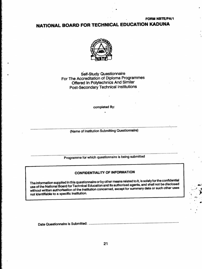 NBTE Accreditation Checklist Guide | PDF | Libraries | Lecturer
