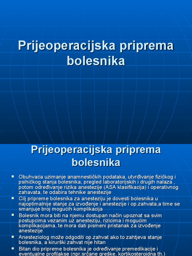Prijeoperacijska Priprema Bolesnika | PDF