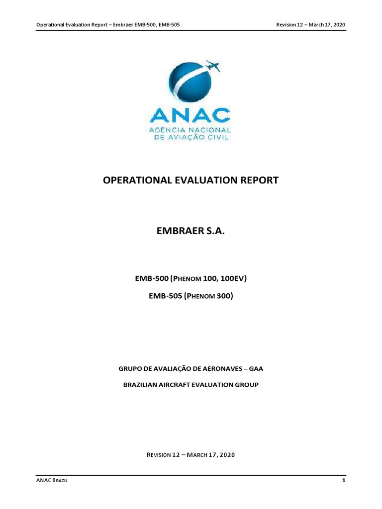 Emb 500 - 505 Evaluation Report Rev 4 | PDF | Aeronautics | Aerospace ...