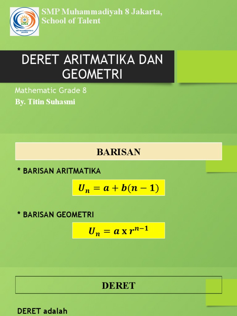Kelas 8 - Bab 1. Deret Aritmatika Dan Geometri | PDF