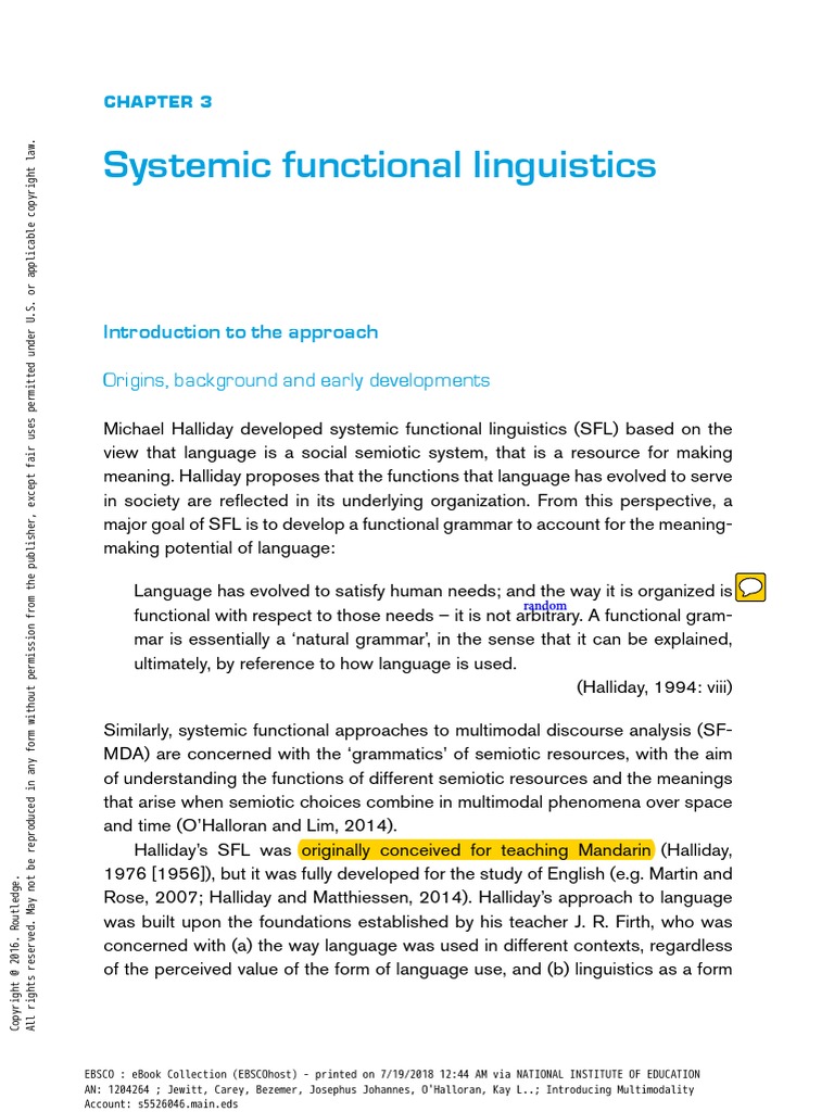JewittCareyBeze 2016 Chapter3SystemicFunct IntroducingMultimodal | PDF | Human Communication ...