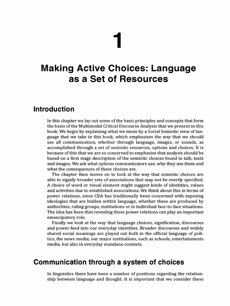 Making Active Choices: Language As A Set of Resources | PDF ...
