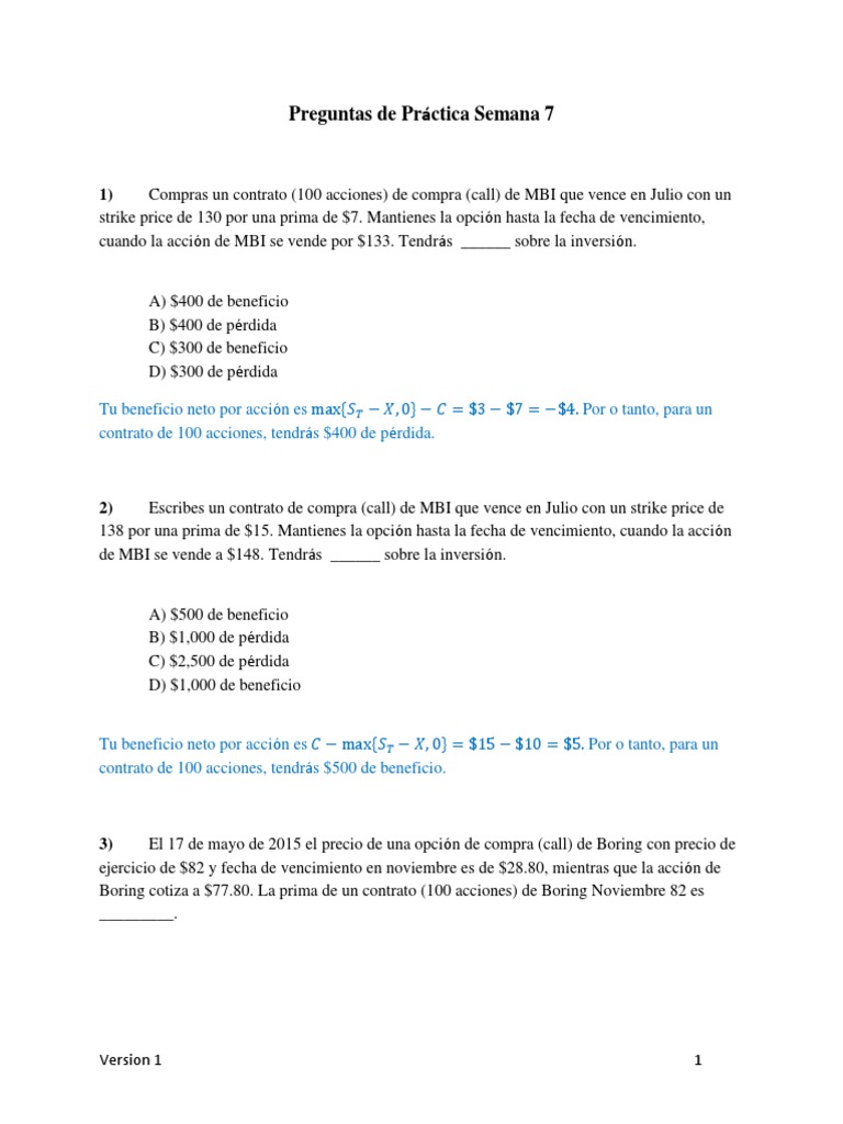 Práctica Semana 7 - Soluciones | PDF | Mercados financieros | Valores ...