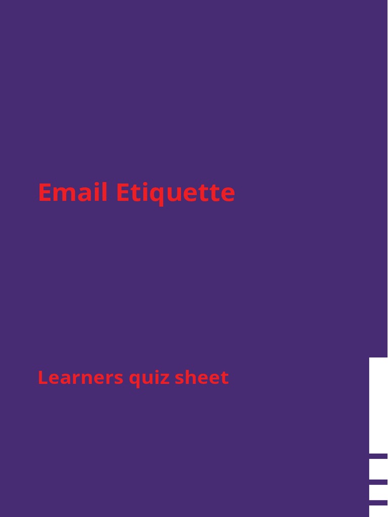 Email Etiquette Quiz Learner | PDF | Paragraph | Communication