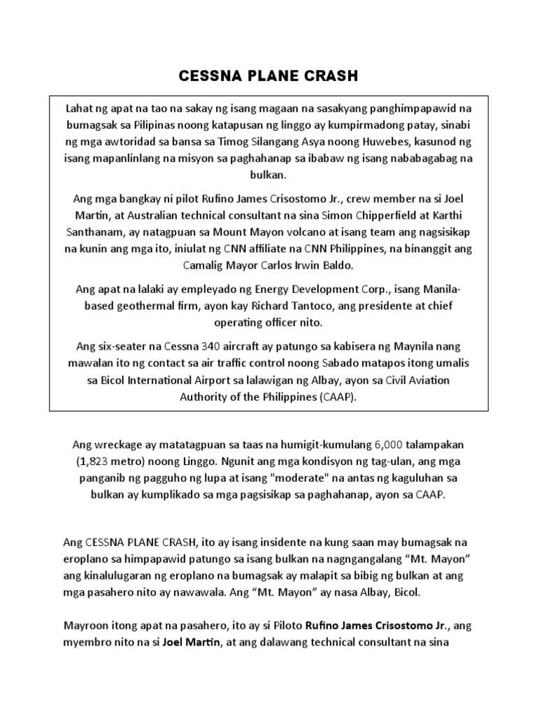 Cessna Plane Crash | PDF