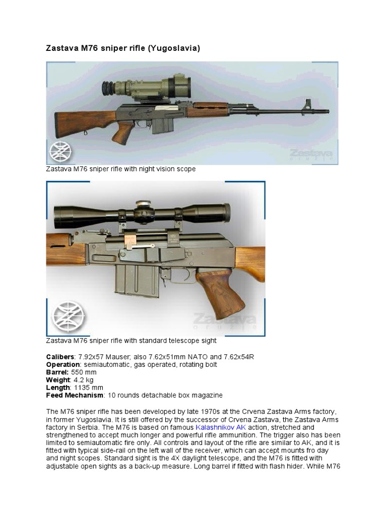 Zastava m76 Sniper Rifle (Yugoslavia) | PDF
