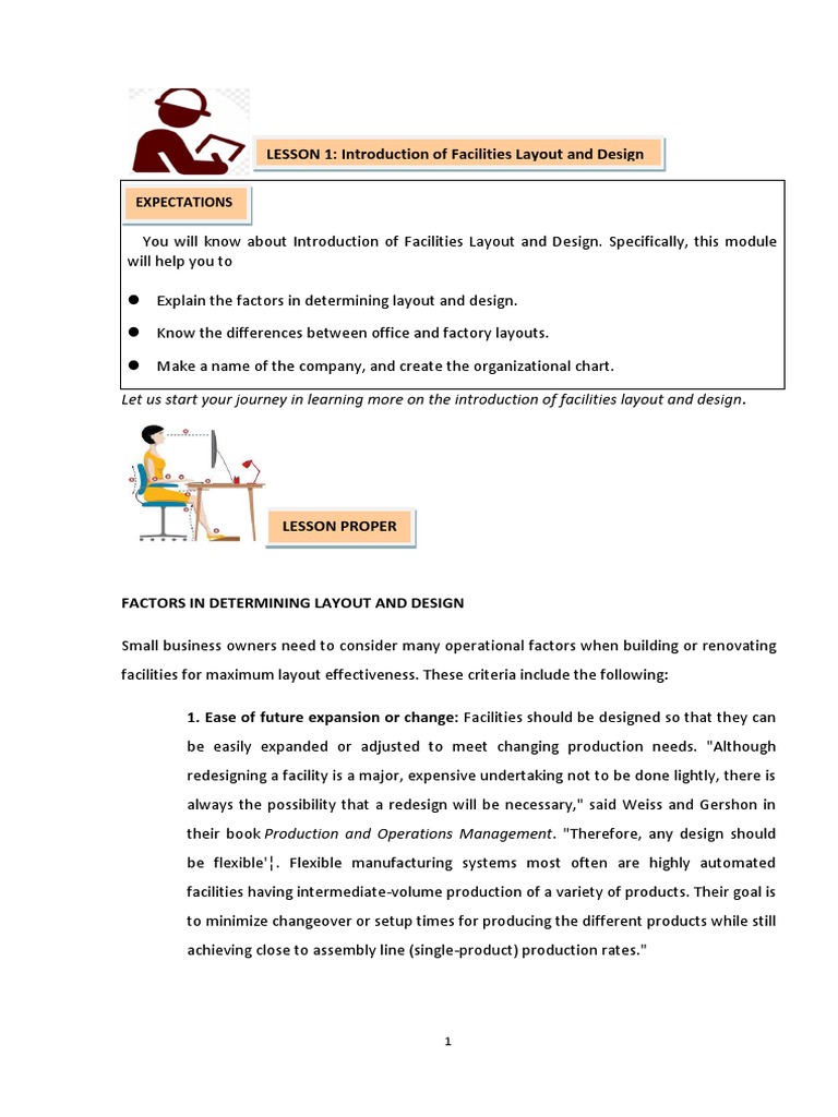 Lesson 1 Facilities Layout And Design Pdf Retail Inventory