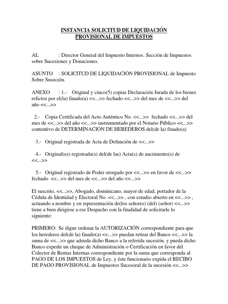 INSTANCIA SOLICITUD DE LIQUIDACIÓN | PDF