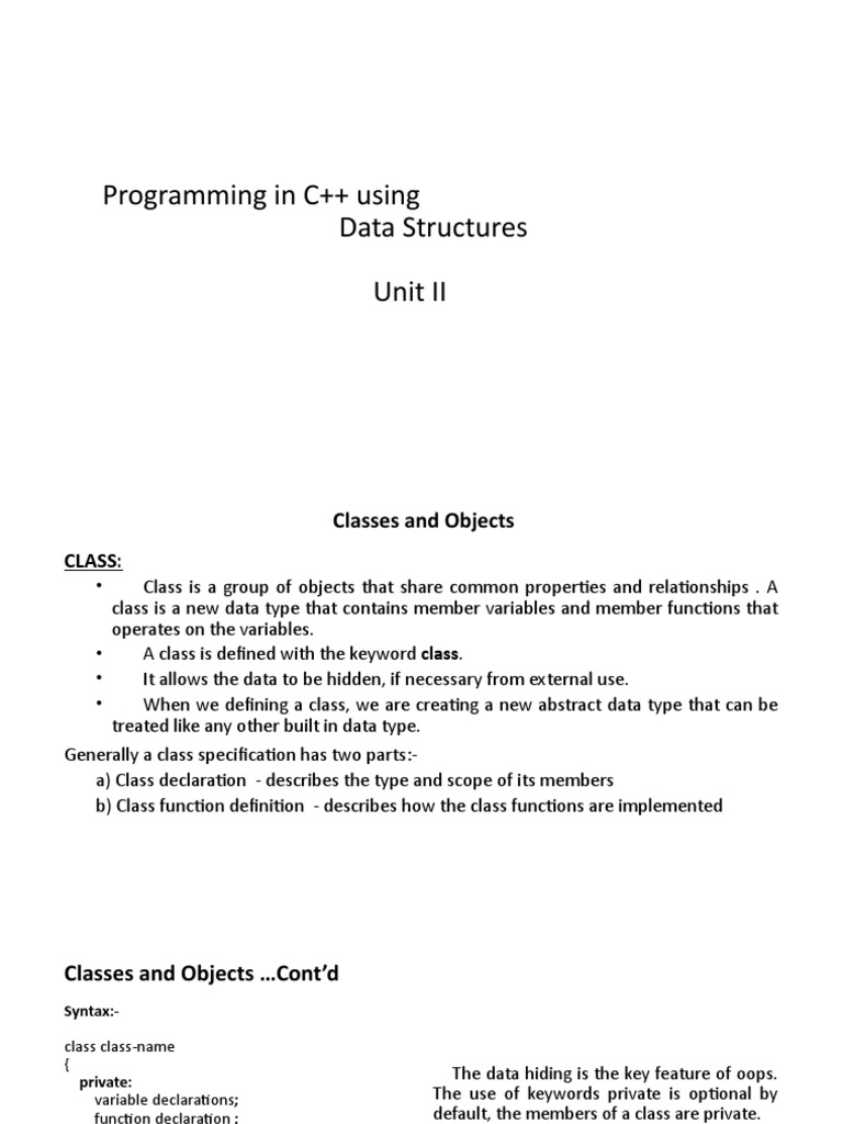 C Unit Ii Pdf Programming Constructor Object Oriented Programming