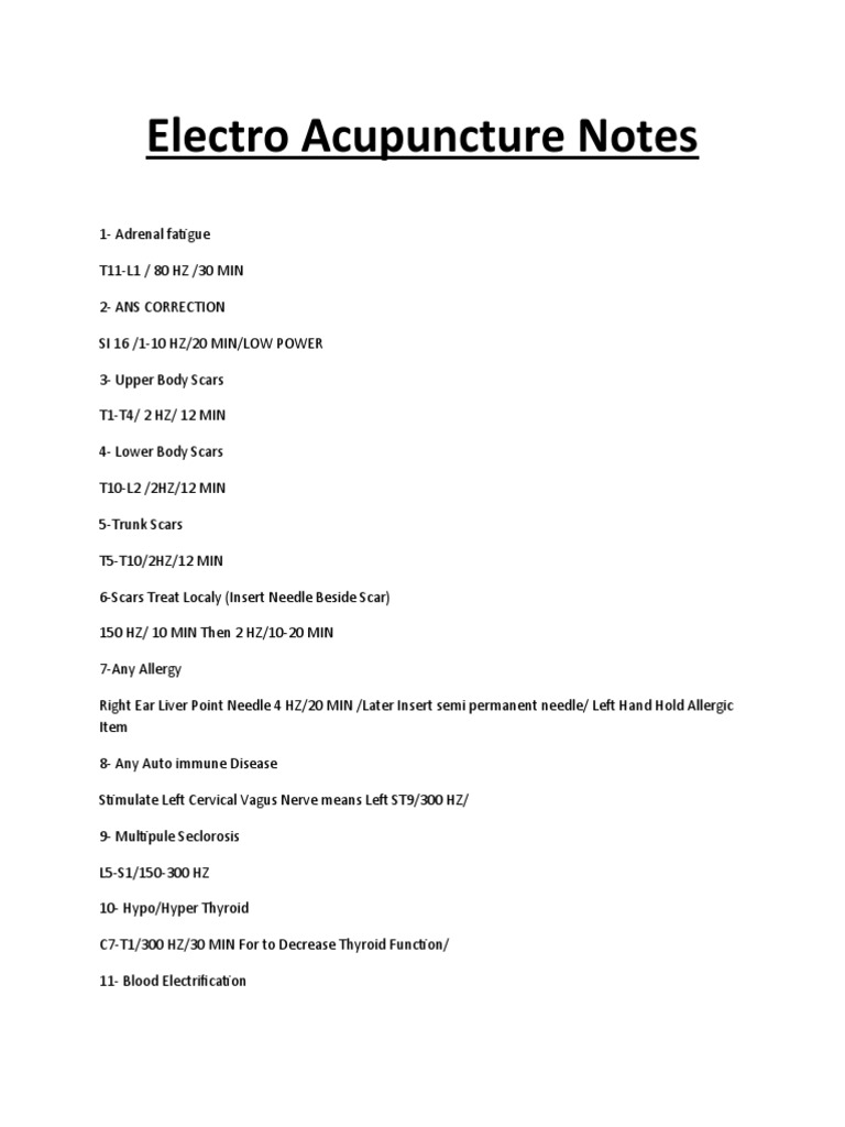 Electro Acupuncture Guide | PDF