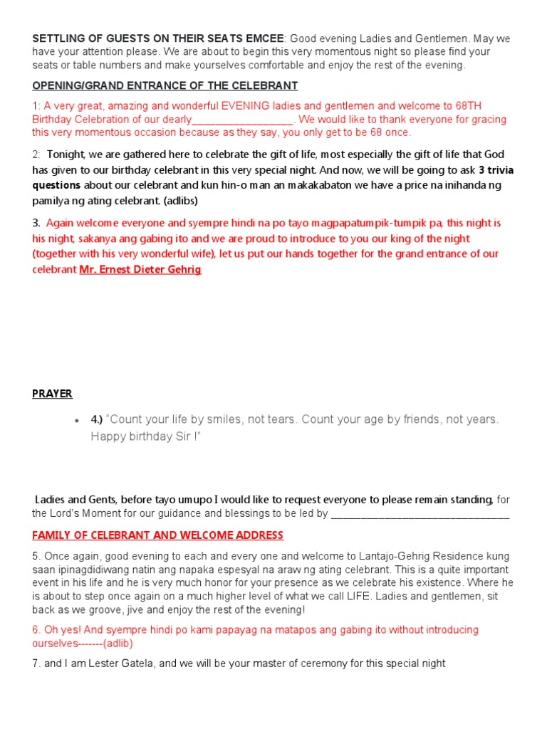 Birthday Celebration Script | PDF