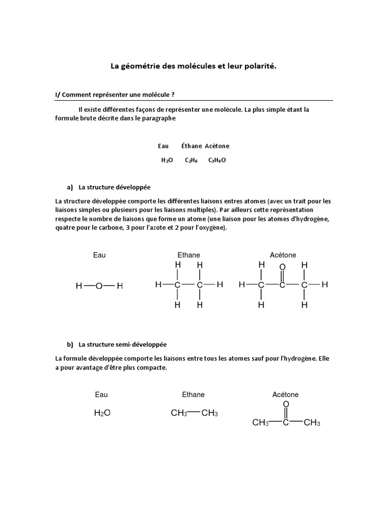 Géométrie et polarité des molécules | PDF | Liaison chimique | Solvatation