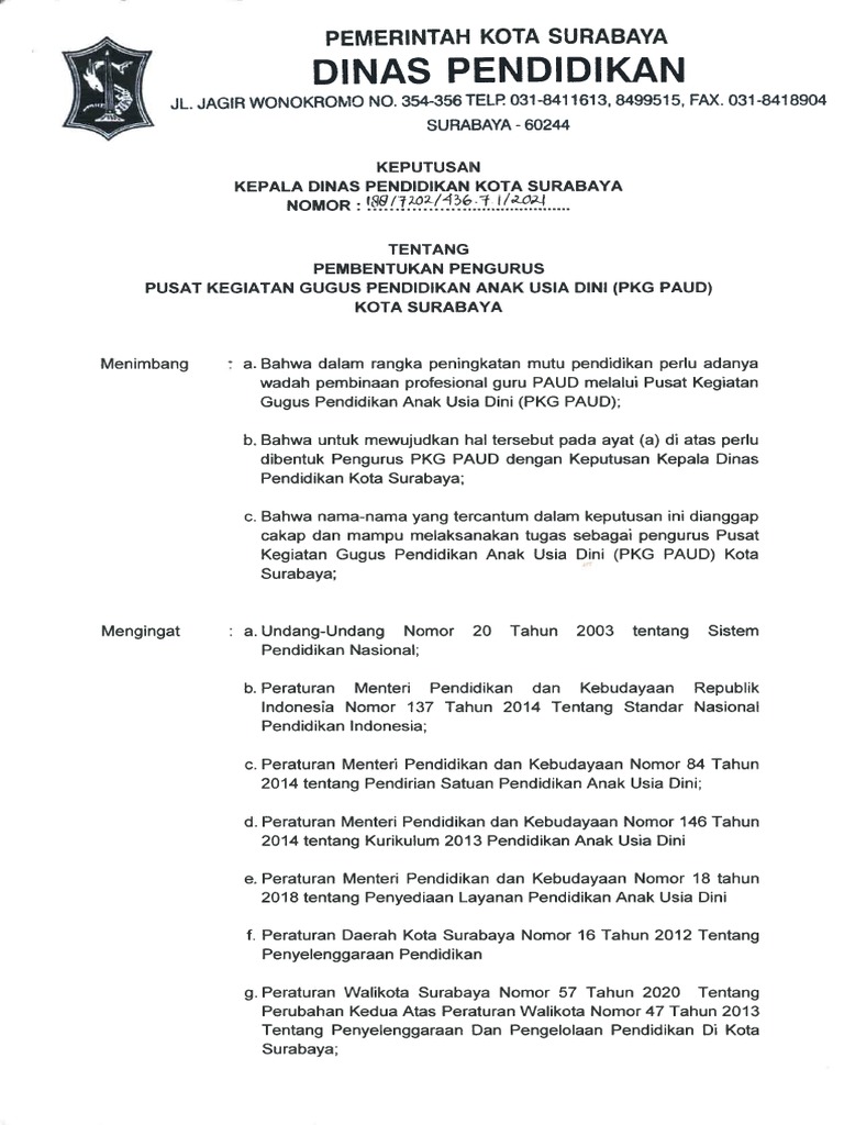 SK PKG Paud 2021 | PDF