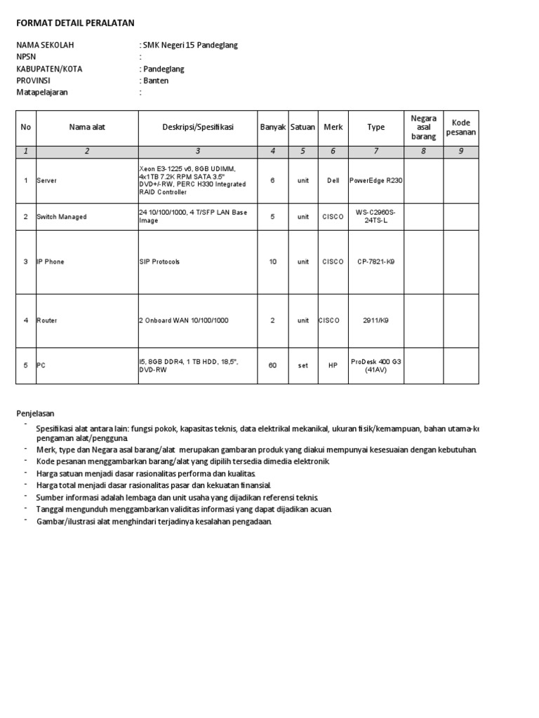 Contoh Pengajuan Alat Bahan Mata Pelajaran | PDF