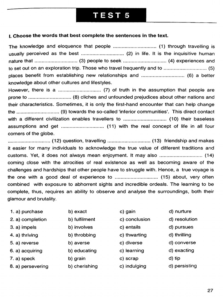 Eng Advanced Vocab and Structure - TEST 5 | PDF