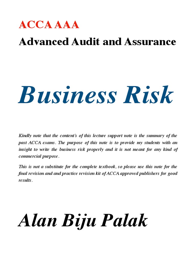 ACCA AAA Business Risk Notes by Alan Biju Palak ACCA | PDF | Regulatory ...