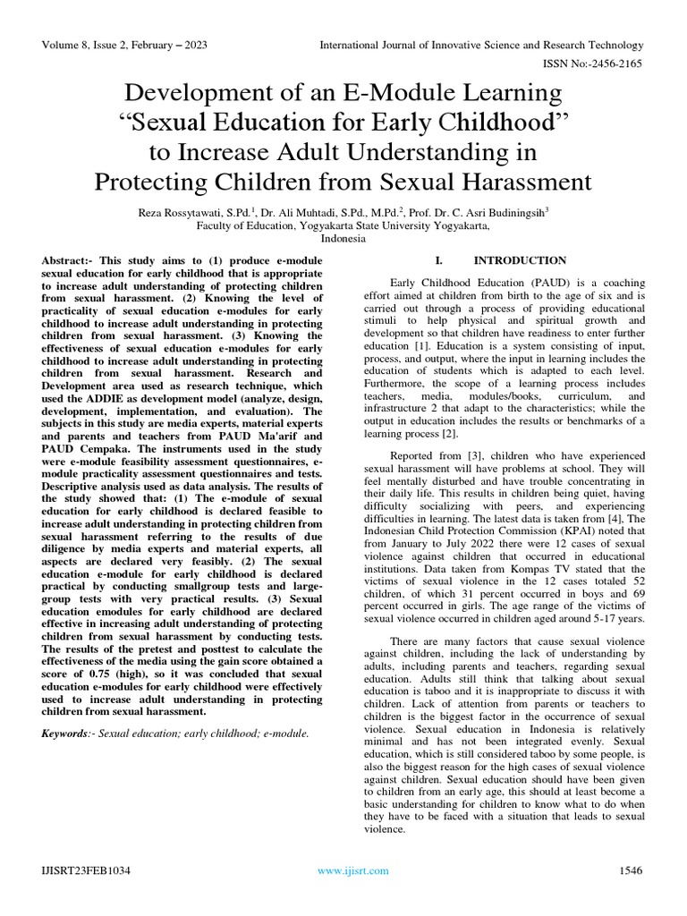 Development Of An E Module Learning Sexual Education For Early