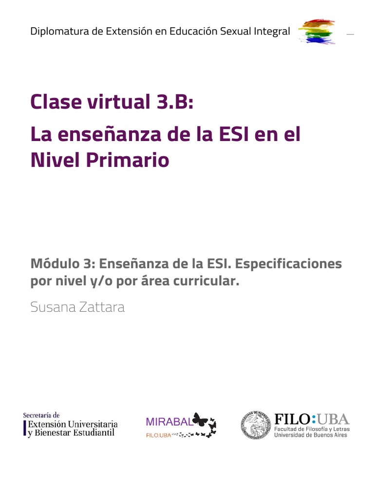 Clase virtual 3.B_ La enseñanza de la ESI en el Nivel Primario | PDF ...