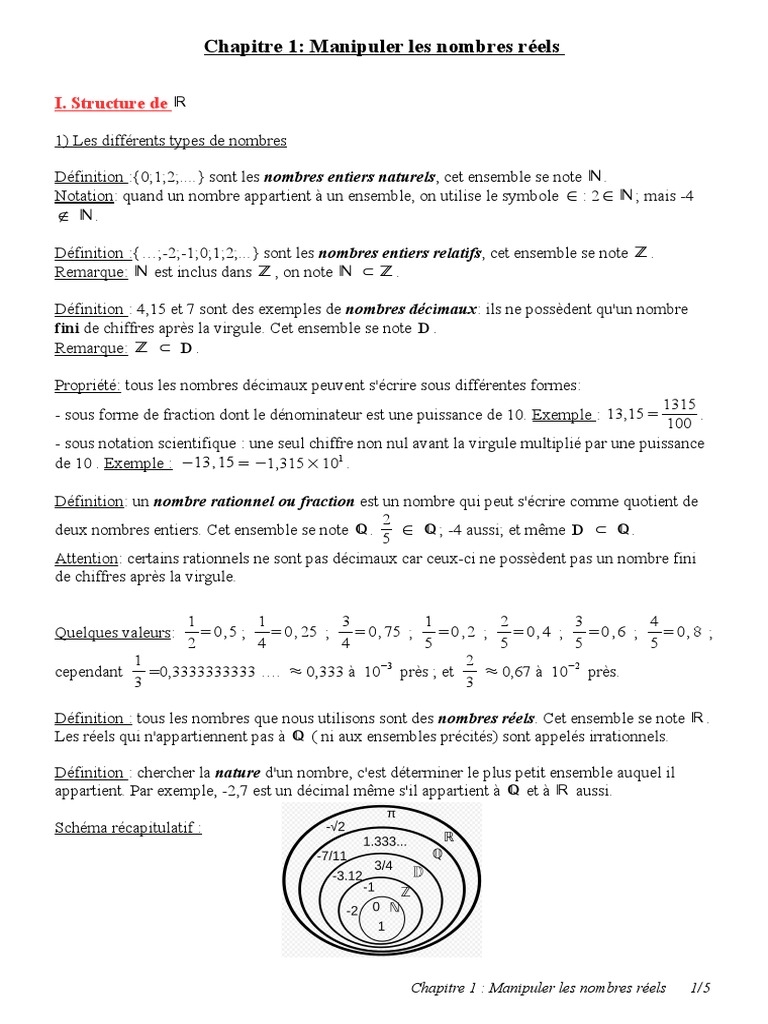 Manipulation des Nombres Réels | PDF | Nombre | Nombre réel