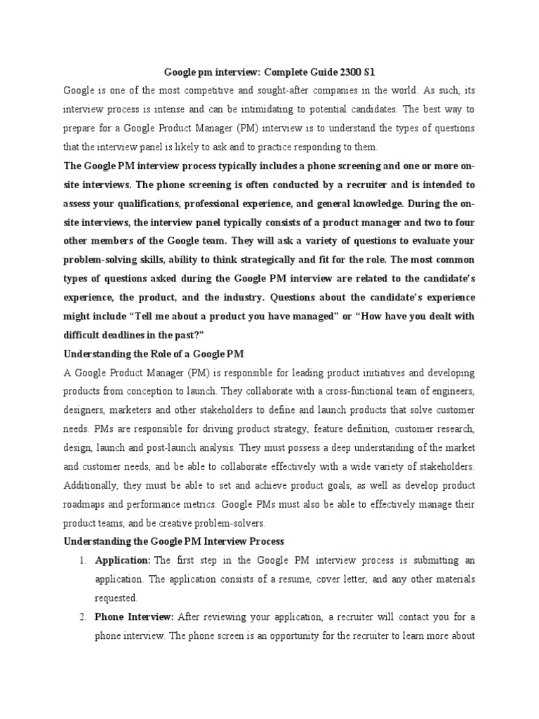 Google PM Interview Complete Guide 2300 S1 | PDF | Thought | Job Interview