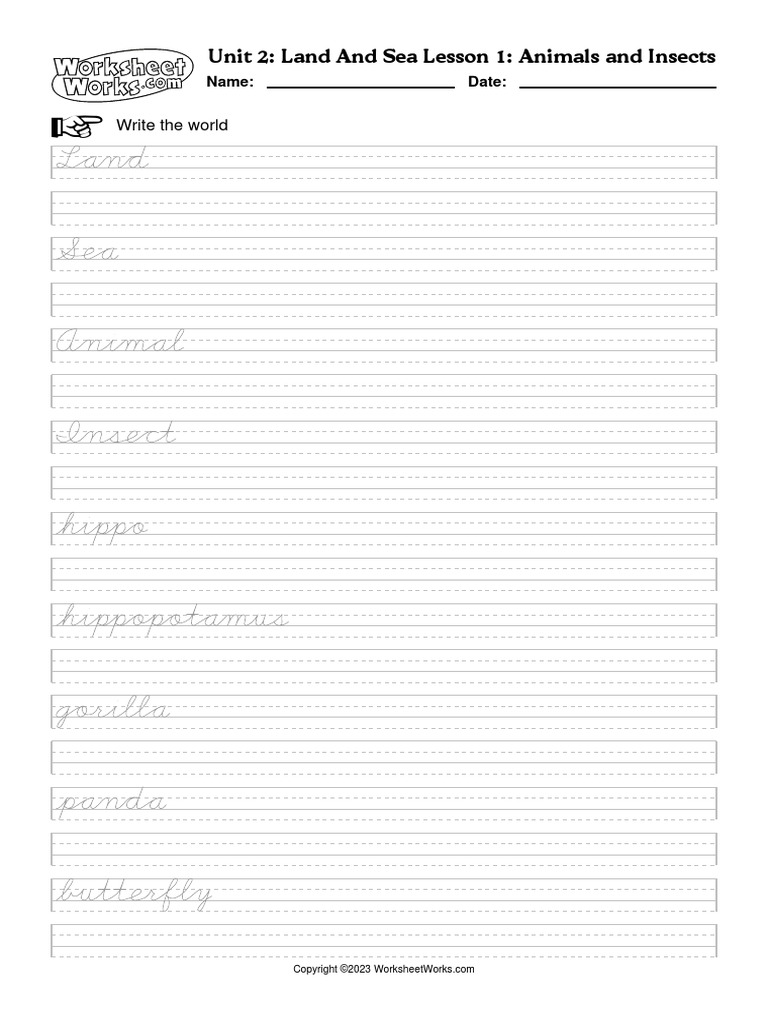 WorksheetWorks Unit 2 Land and Sea Lesson 1 Animals and Insects 1 | PDF