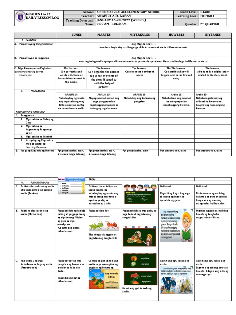 DLL Filipino Q2 W8 | PDF