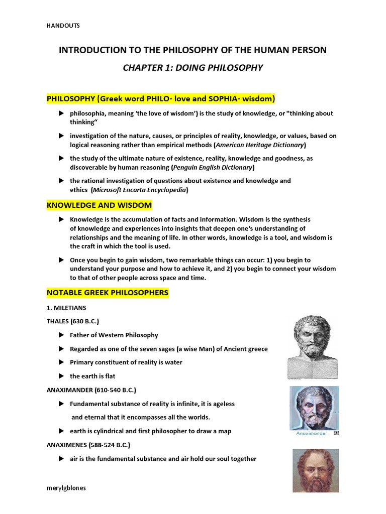 Chapter 1 Handouts Philo | PDF | Reason | Epistemology
