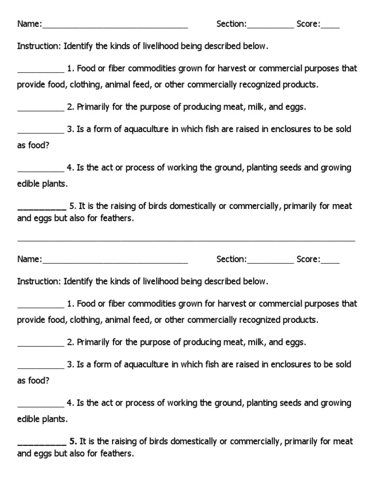 Question For Livelihood | PDF
