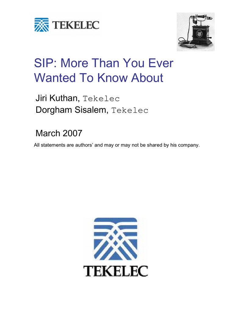 SIP Tutorial | PDF | Session Initiation Protocol | Computer Networking