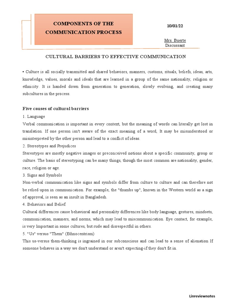 10.01.22 Components of The Comm. Process | PDF | Nonverbal Communication | Multimedia