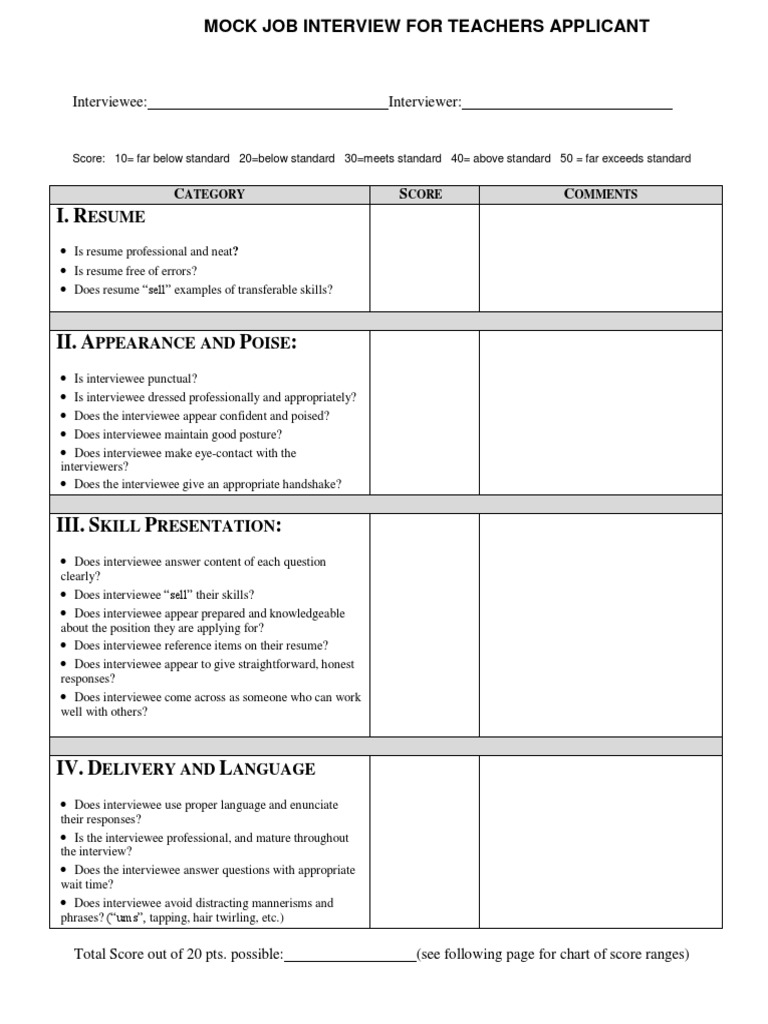 Mock Job Interview For Teachers Applicant | PDF | Job Interview | Cognition