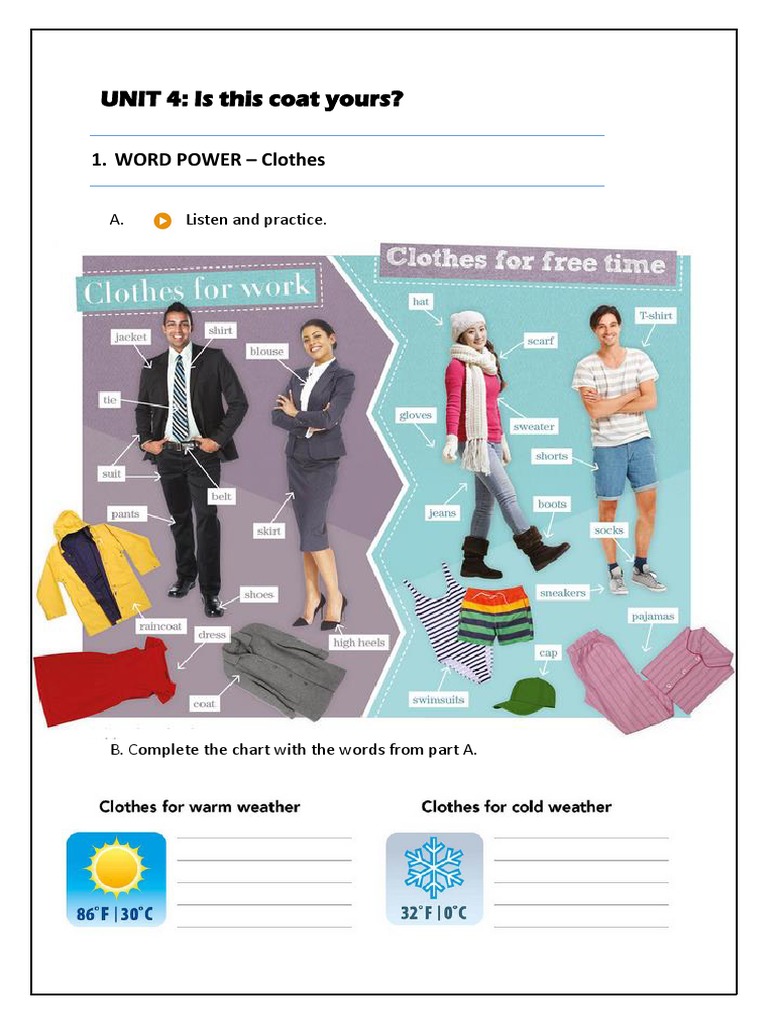 Identifying Clothing, Colors, and Possessives: A Lesson on Describing ...