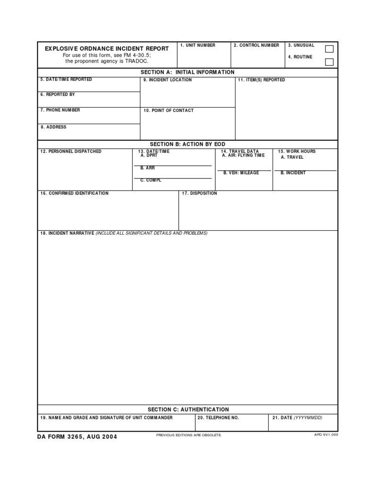 Explosive Ordnance Incident Report | PDF