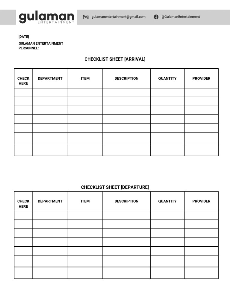 Checklist Form Template | PDF