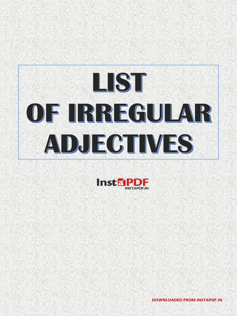 Irregular Comparative Adjectives