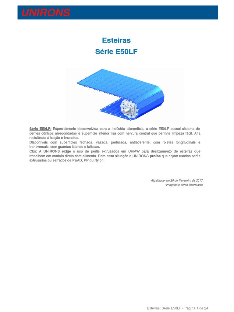 Esteiras - Serie E50LF | PDF | Eixo | Atrito
