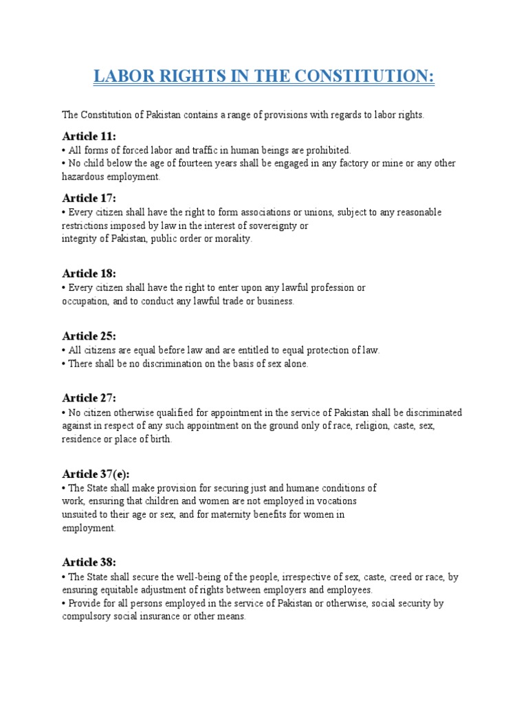 Labor Rights in The Constitution | PDF | Employment | Labour Law