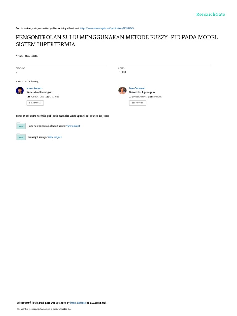 Pengontrolan Suhu Menggunakan Metode Fuzzy-Pid Pad | PDF | Komputer | Teknologi & Rekayasa