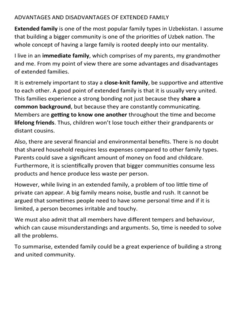 Advantages and Disadvantages of Extended Family | PDF