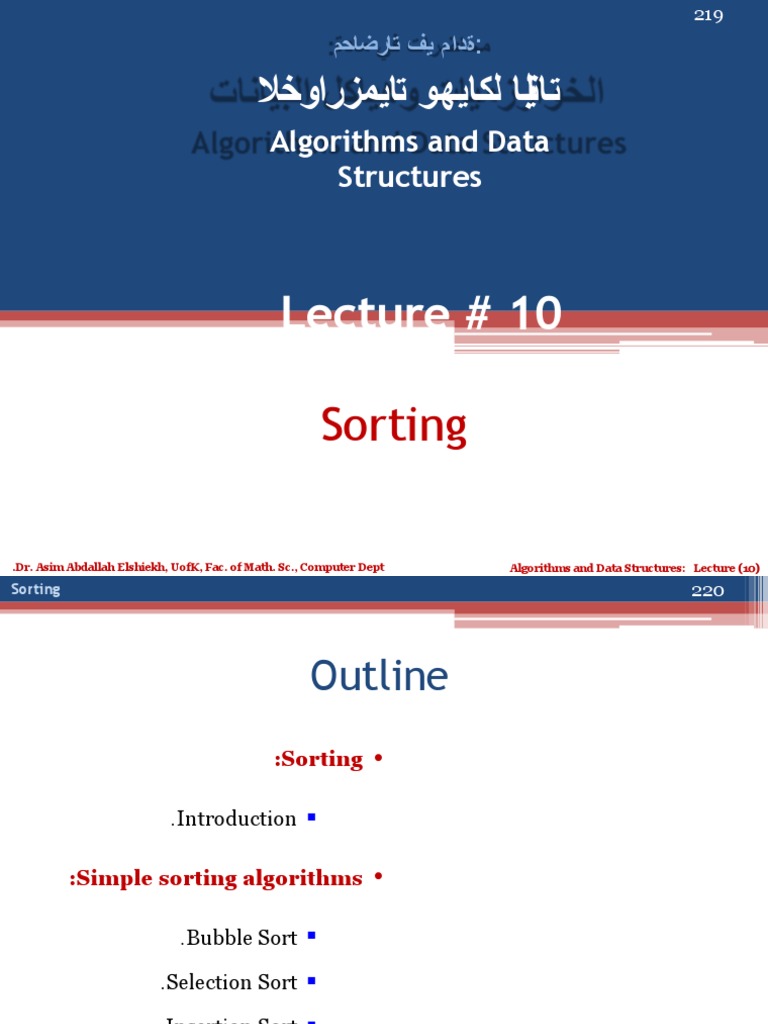 Sorting Algorithms Lecture | PDF | Algorithms | Computer Data