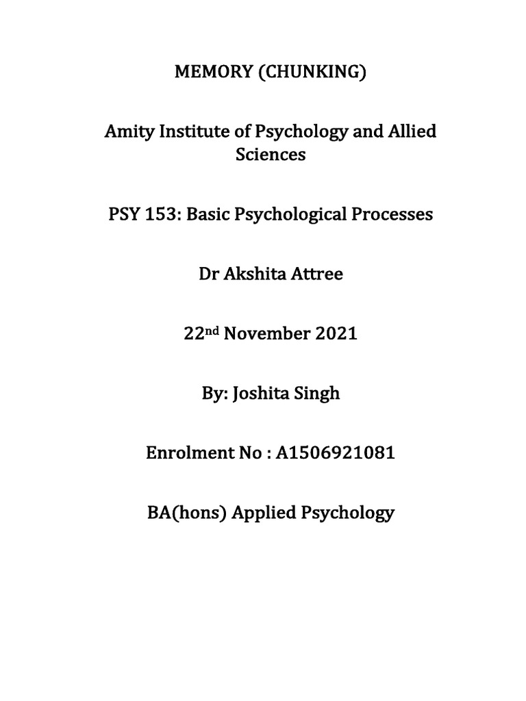 Chunking Practical | PDF | Memory | Working Memory