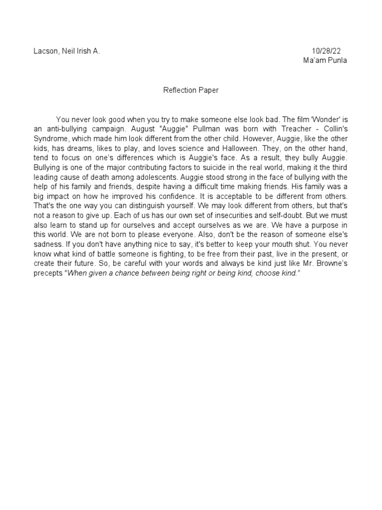 Wonder Reflection | PDF