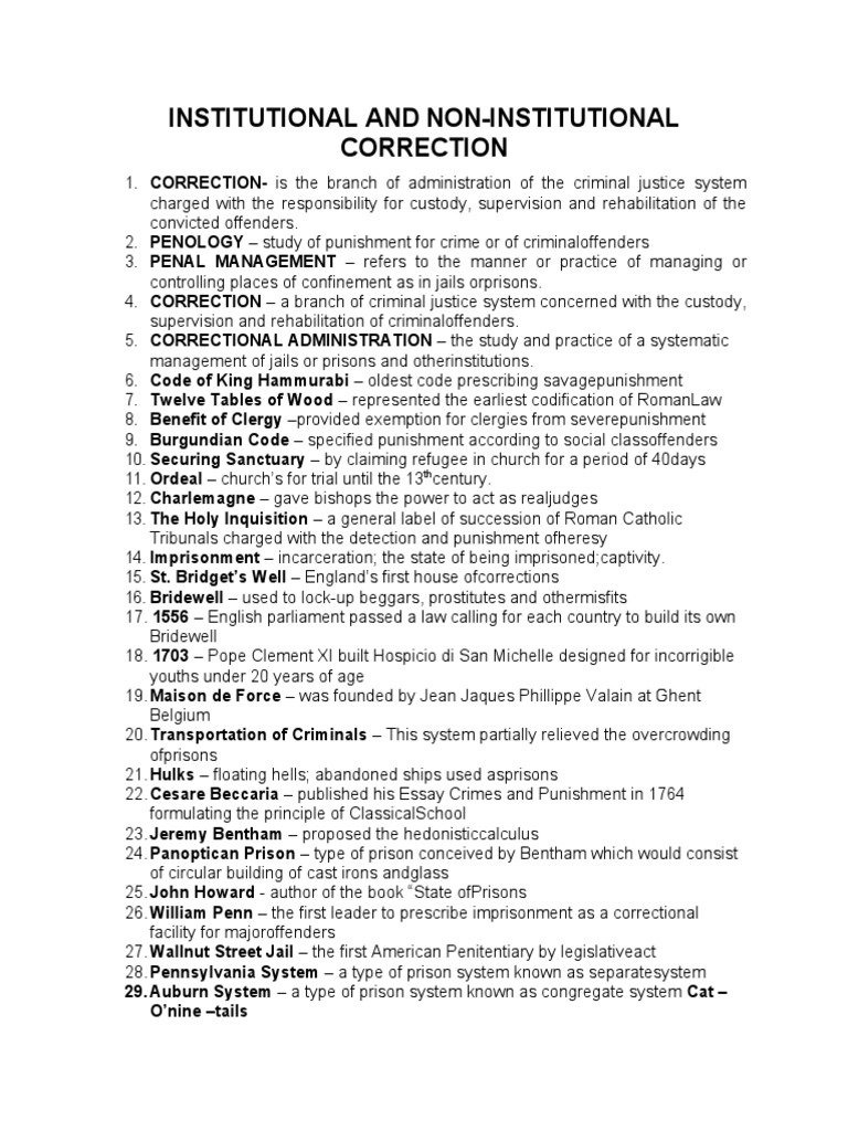 Institutional and Non Institutional Correction | PDF | Prison | Probation